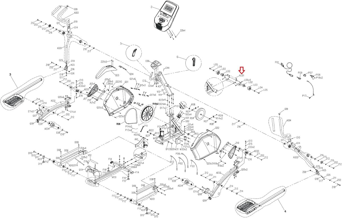 Horizon Fitness Elliptical Stabilizer Set Semi Assembly 1000426520 ...