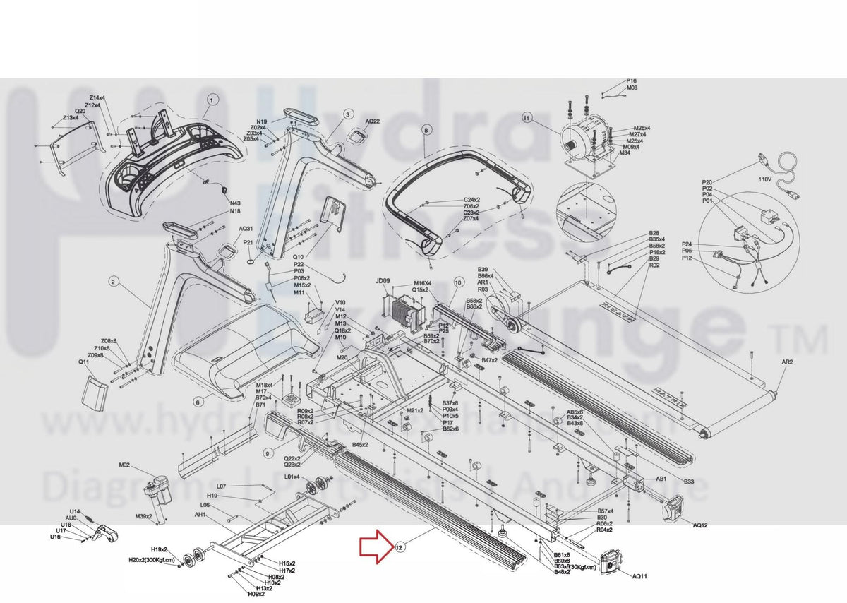 Matrix Retail TM703 TM703B TM703C TM727 TM703E Treadmill Side Rail Set ...