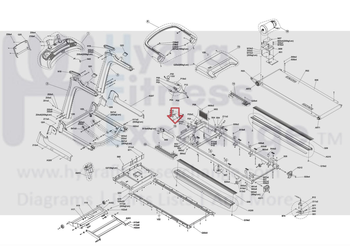 Matrix Retail TM768 TM1024 Treadmill Folding Slide Frame Set 100039392 ...