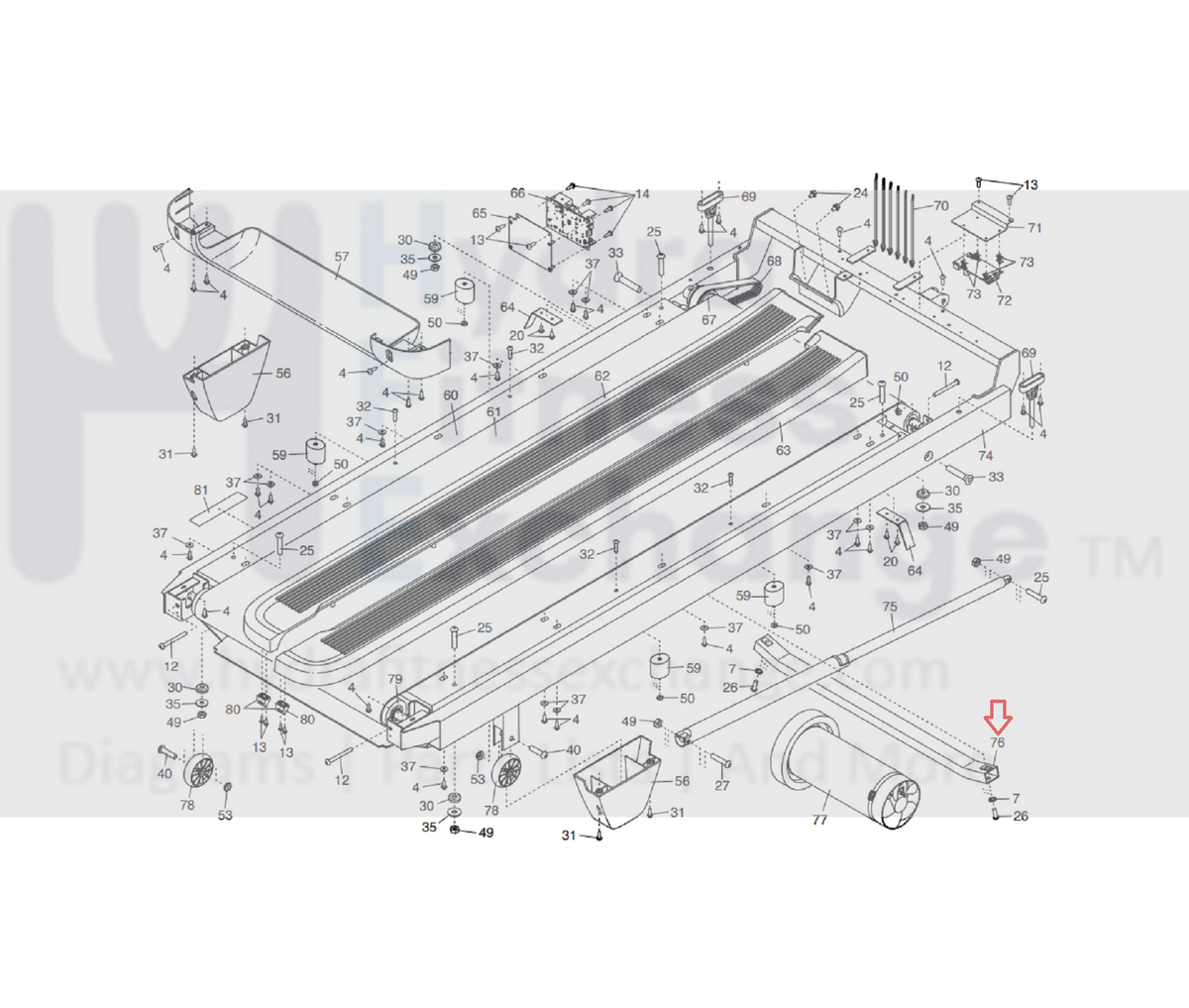 NordicTrack Commercial 2450 1750 Treadmill Latch Crossbar 432797 ...