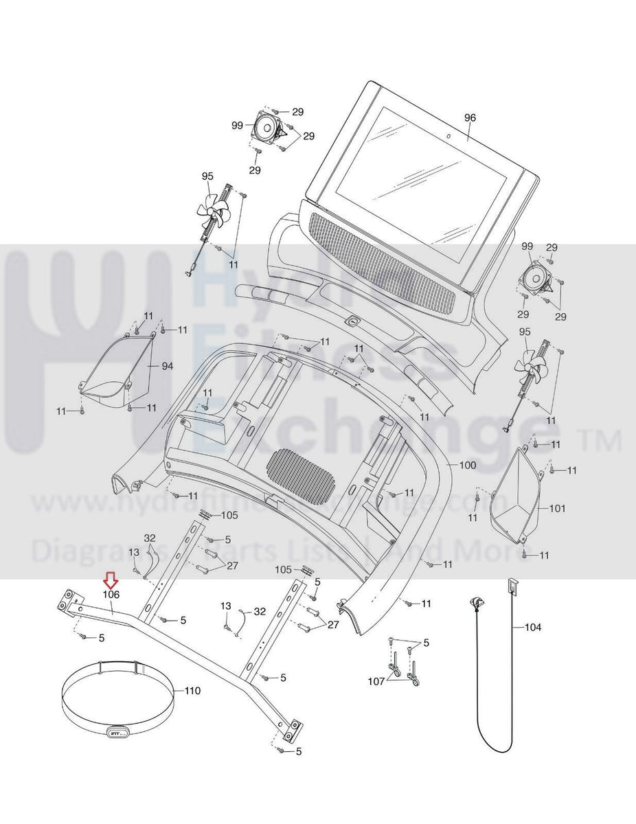 Nordictrack Commercial 2950 Treadmill Console Frame 403992 ...