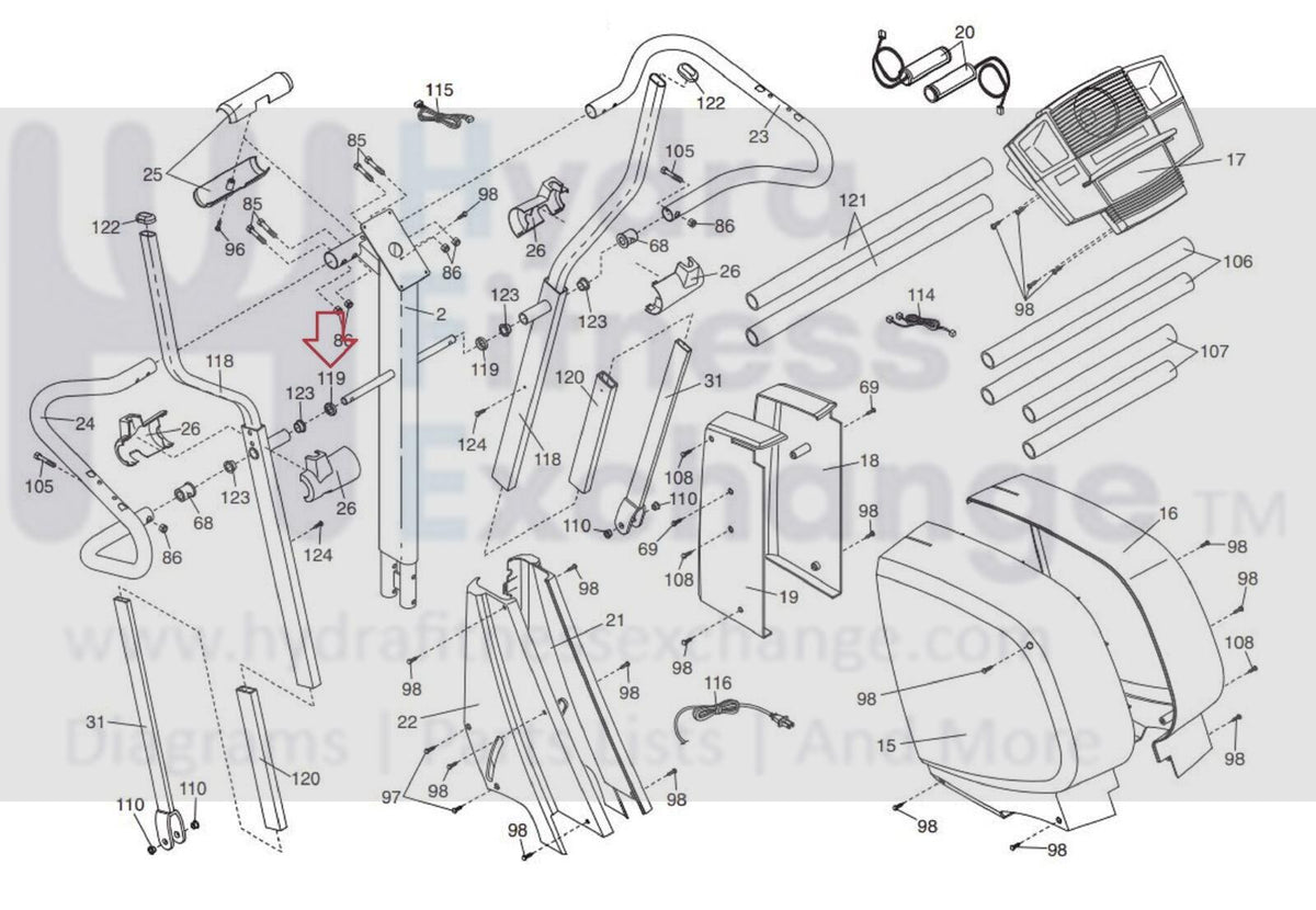 Nordictrack HealthRider Image Proform Weslo Elliptical Weld Spacer 108 ...