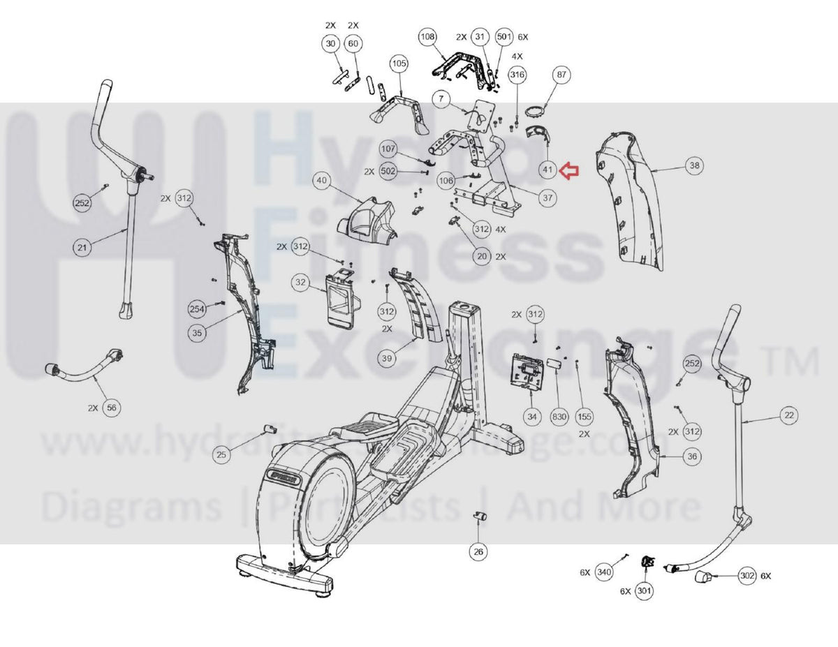 Precor EFX 800-18 Elliptical Front Neck Tungsten Assembly PPP000000303 ...