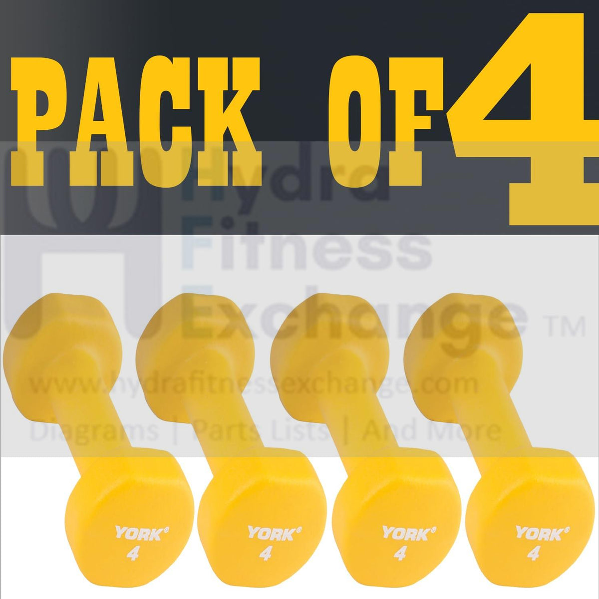 York Barbell Neoprene Coated Fitbell Dumbbell (4LB Pack of 4) | Dumbbe ...