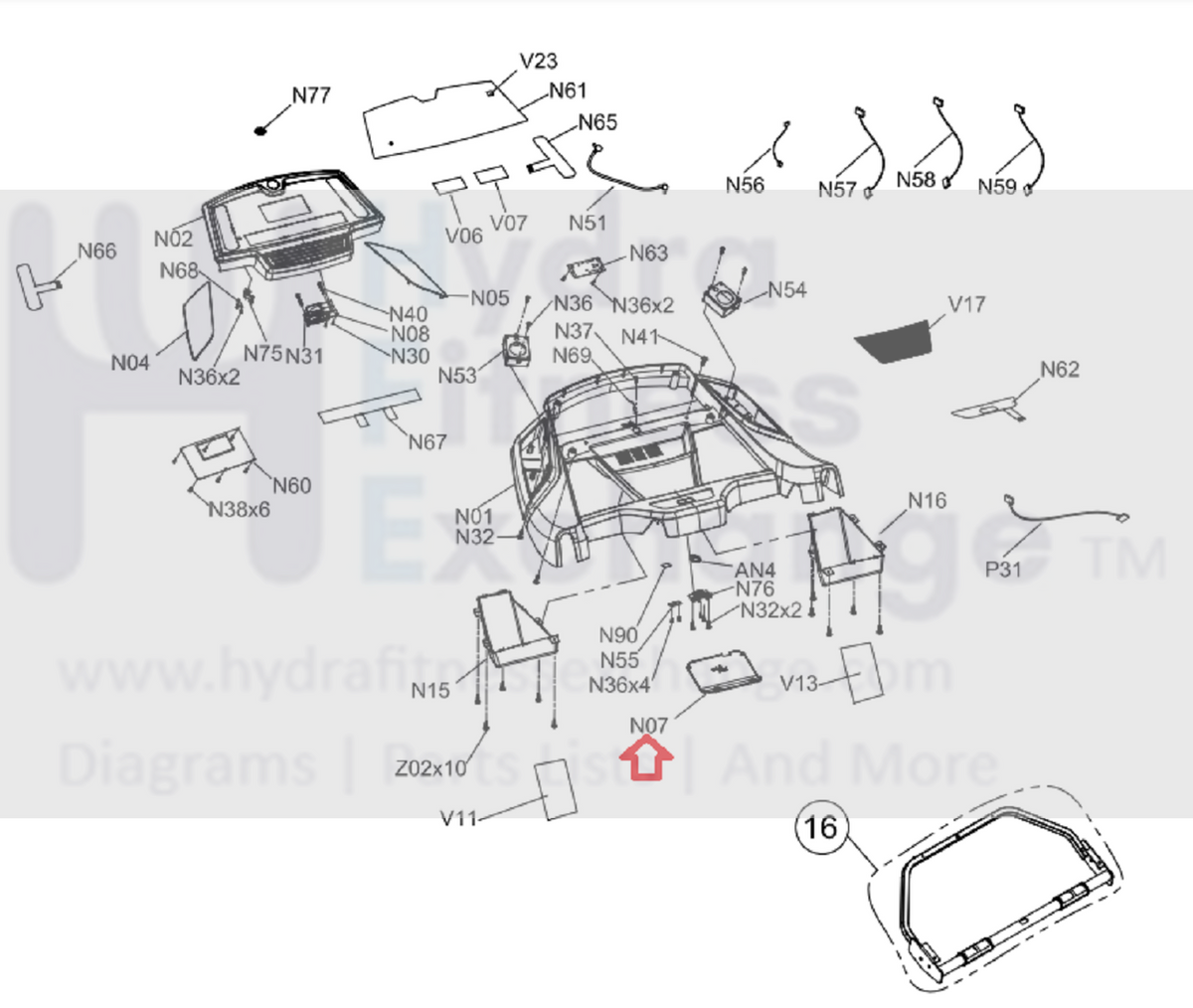 AFG Horizon 2.7AT CT7.2 T202 Treadmill Console Back Plastic Cover 1000 ...