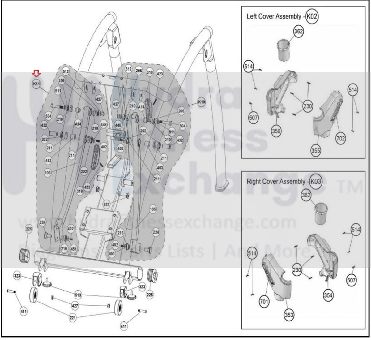 Cybex ARC 350A 360A 362A Elliptical Right Front Linkage Arm Assembly K ...
