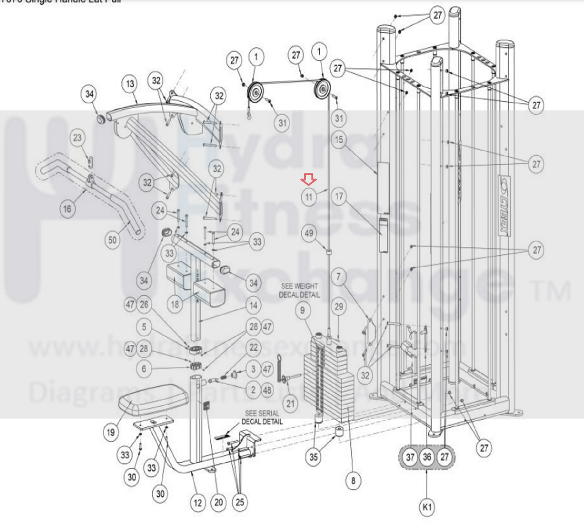 Cybex Jungle Gym Lat Pull - 17070-01 Strength System Cable Assembly 17 ...