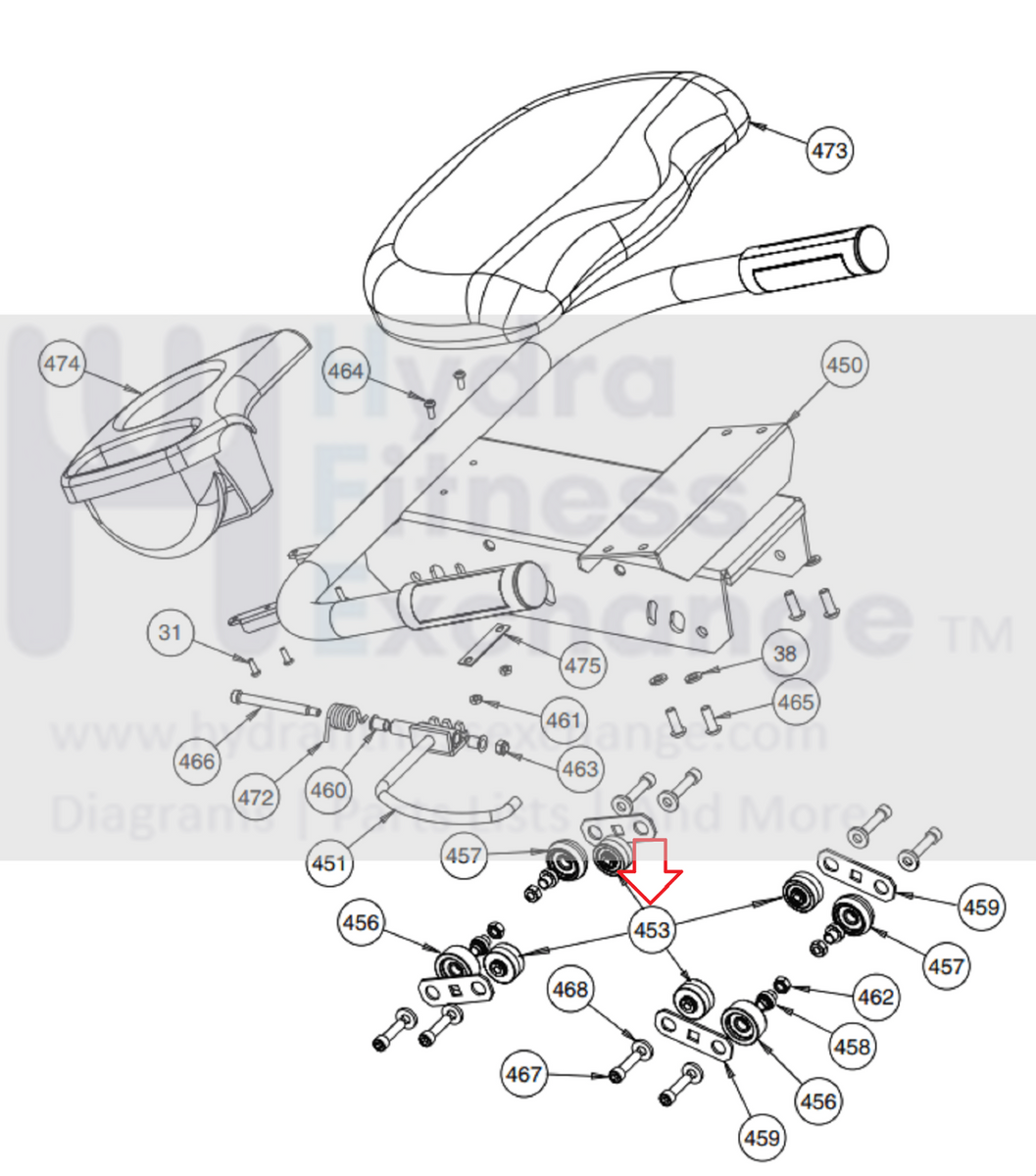 Cybex Recumbent Bike Seat Shuttle Wheel Assembly Left AX-18148 ...