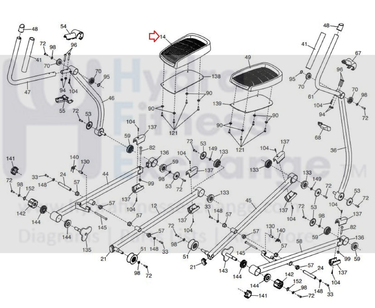 Epic A30E A32E A35E e6.2 e6.4 e6.7 14.0 Elliptical Left Foot Pedal Pad ...