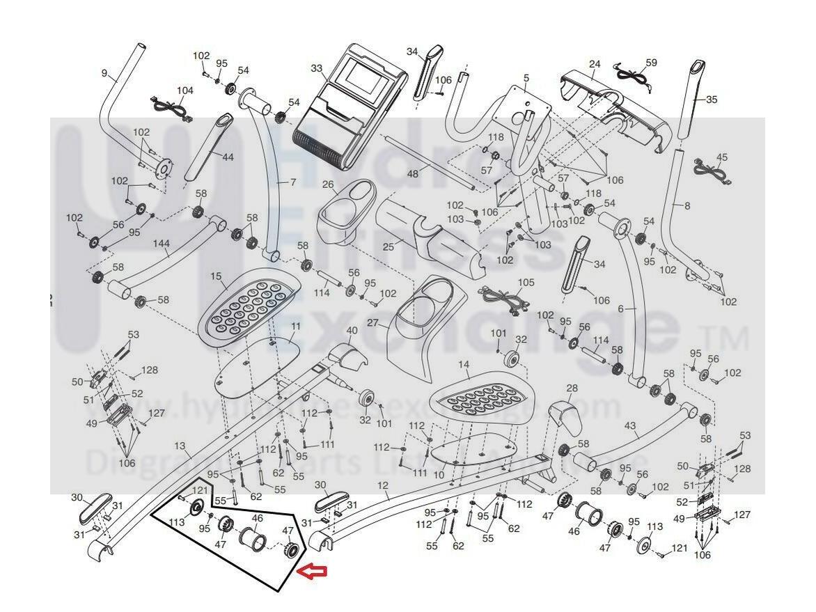 HealthRider NordicTrack Proform H95e19.0 RE Elliptical Pedal Arm Bushi ...