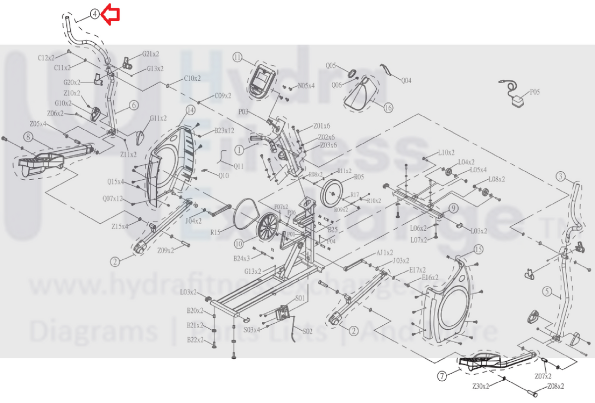 Horizon Fitness CE4.1 EX56 EX57 Elliptical Left Upper Handlebar Set 05 ...