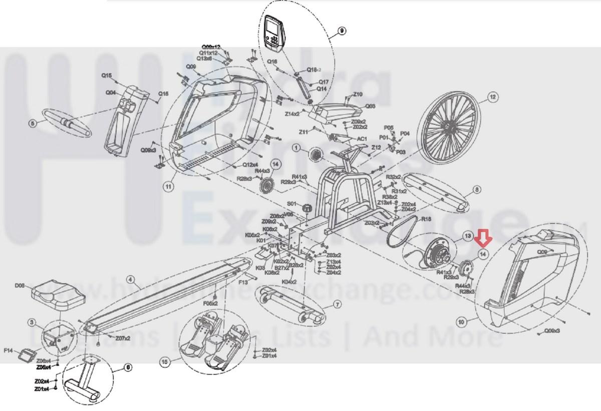 Horizon Fitness Oxford 5 AR50B Rower Spiral Spring Set Semi Assembly 1 ...