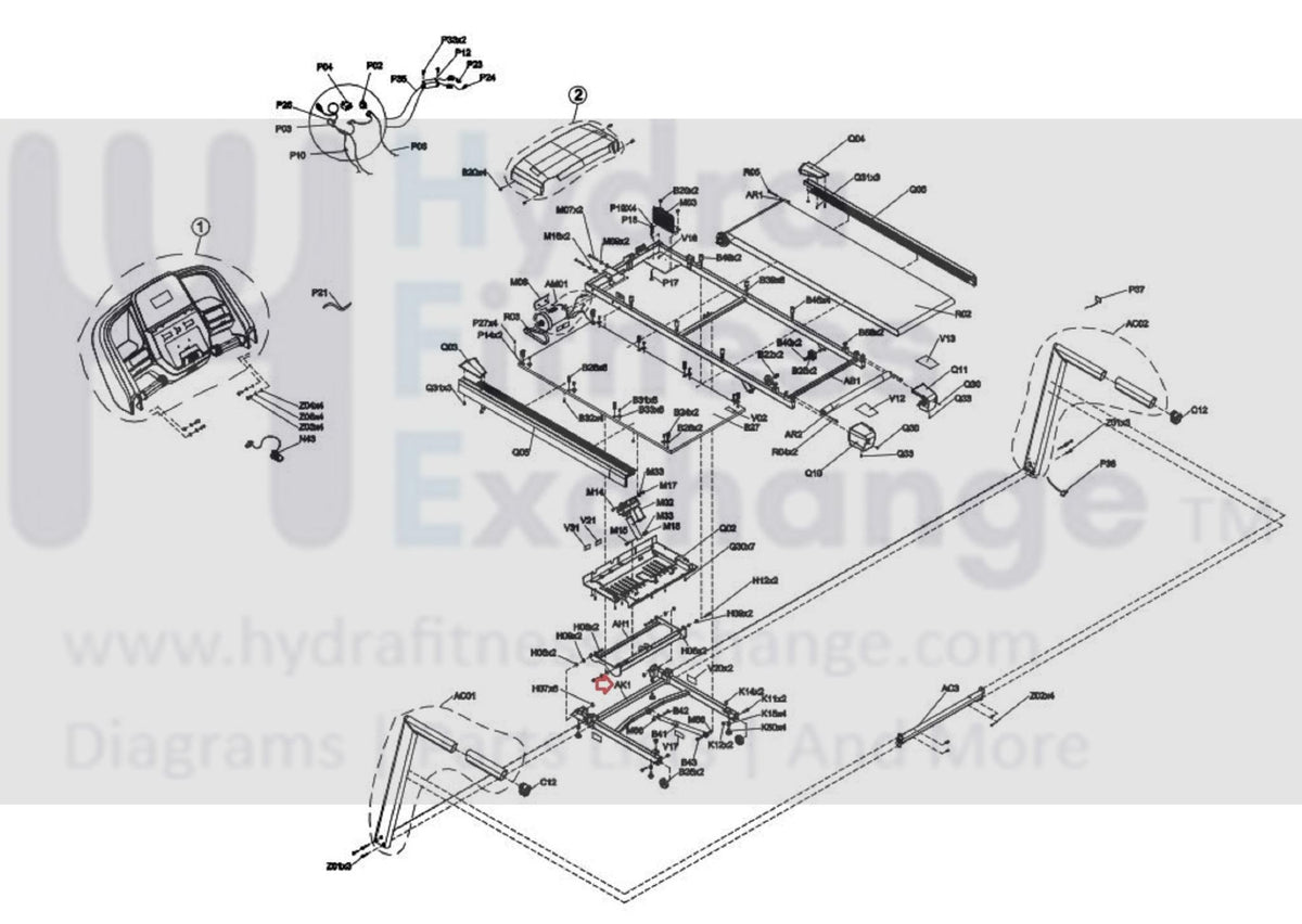 Horizon Fitness T202-06 - TM1030 - T101-07 Treadmill Frame Base Set 10 ...