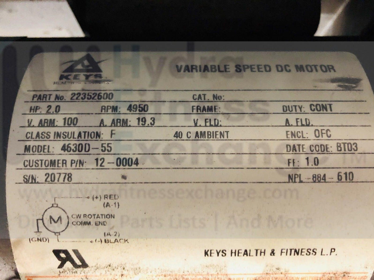 Keys Fitness Alliance Smooth Treadmill DC Drive Motor 12-0004 or 22352 ...