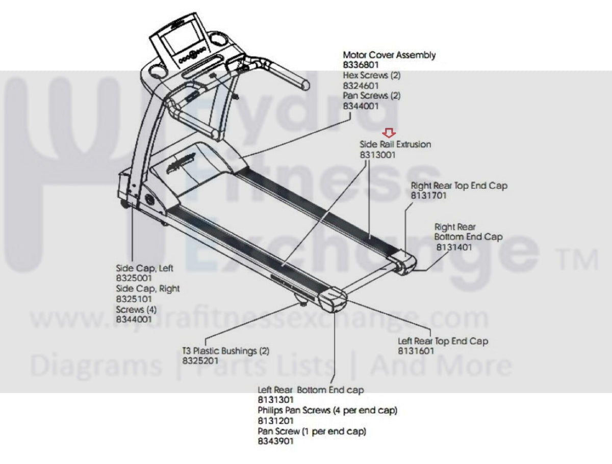 Life Fitness Parabody Treadmill Universal Extrusion Side Slide Rail 83 ...