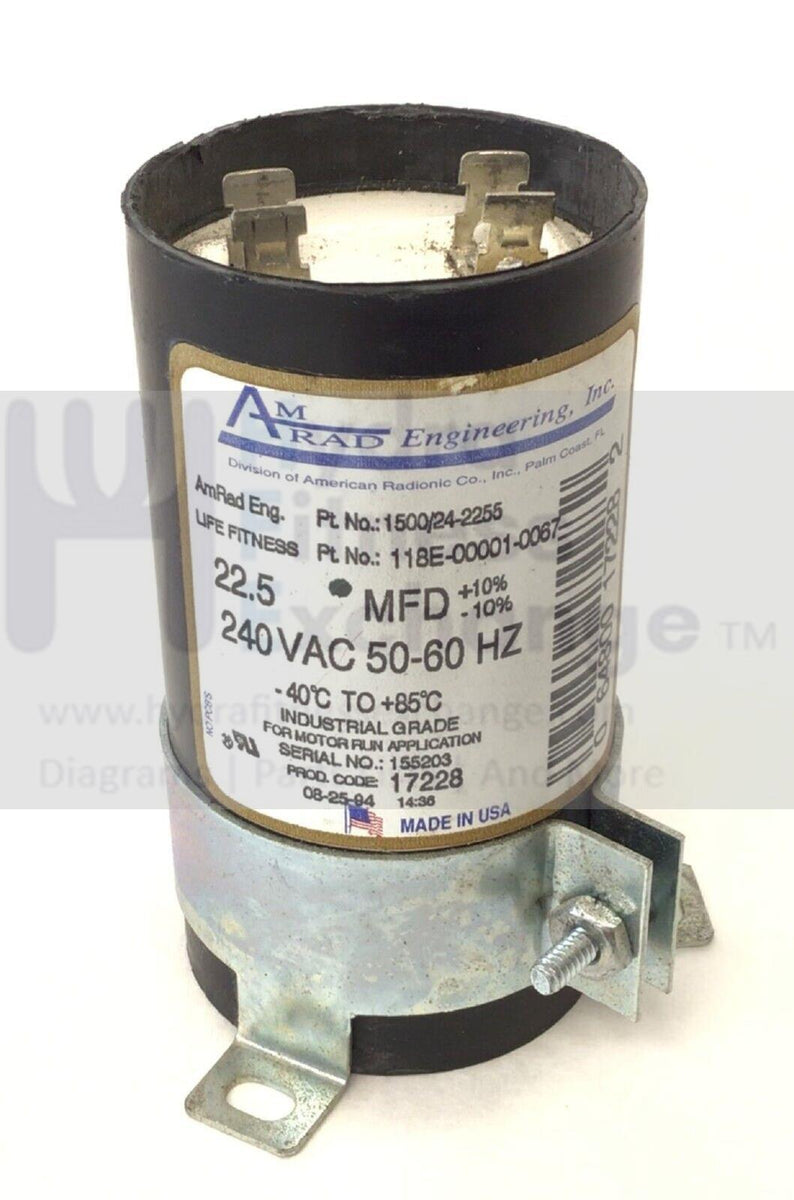 Life Fitness TR-5500HR TR5500 Treadmill Motor Run Capacitor 240V 118E ...