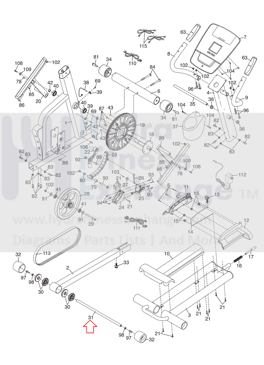 NordicTrack Proform Weslo Elliptical Stabilizer Axle 270995 ...