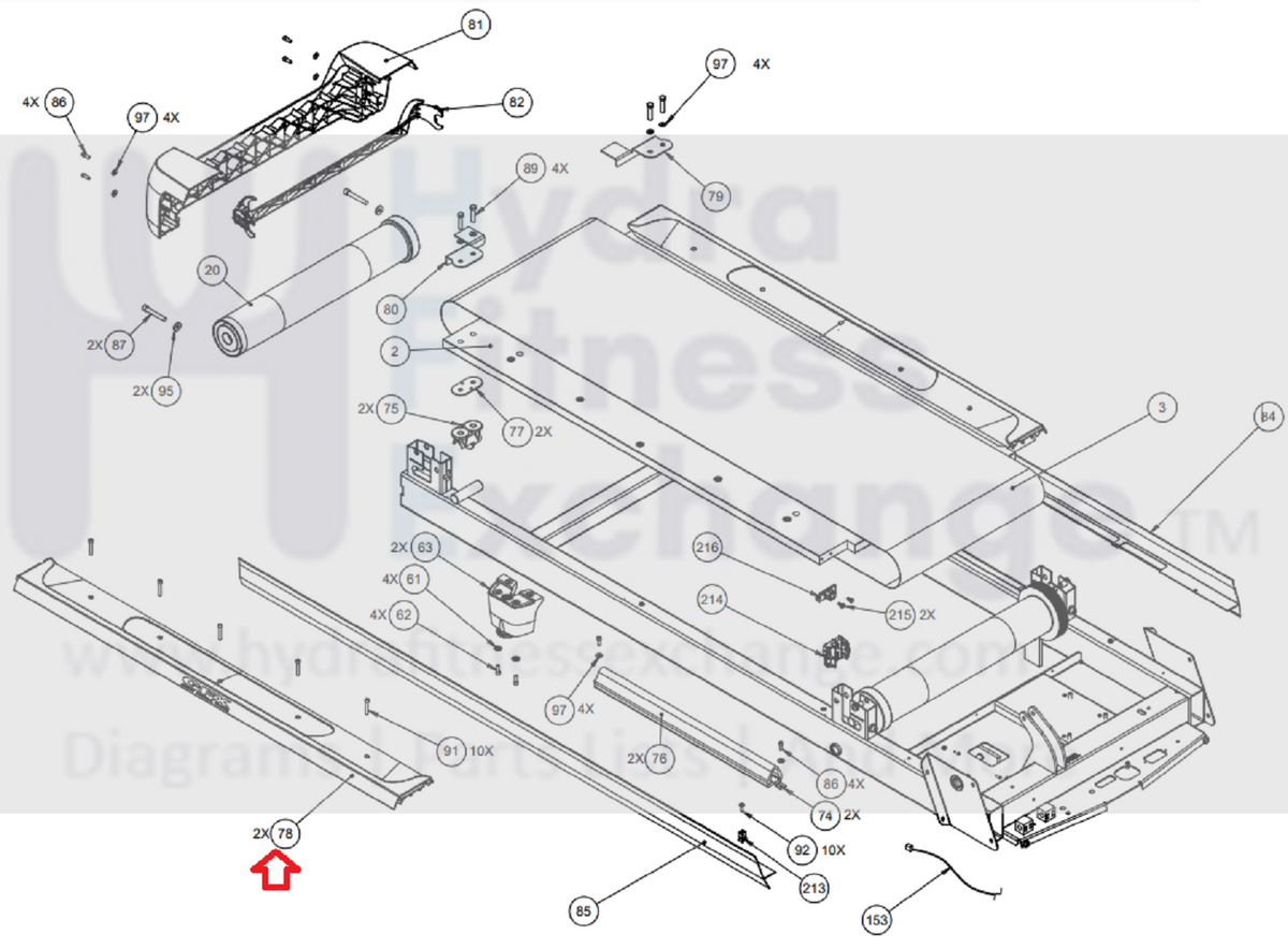 Precor TRM10 C954i C956i C966i TRM 833 885 Treadmill Left Foot Rail 48 ...