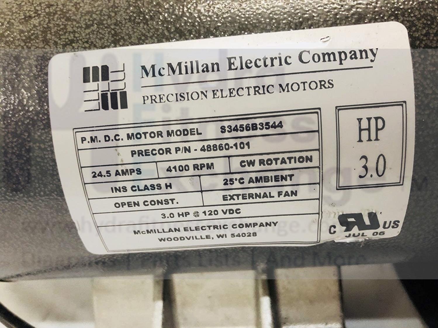 Precor Treadmill AC Drive Motor C932 C932i 9.33 9.35i 3 Hp Mcmillan 48 ...
