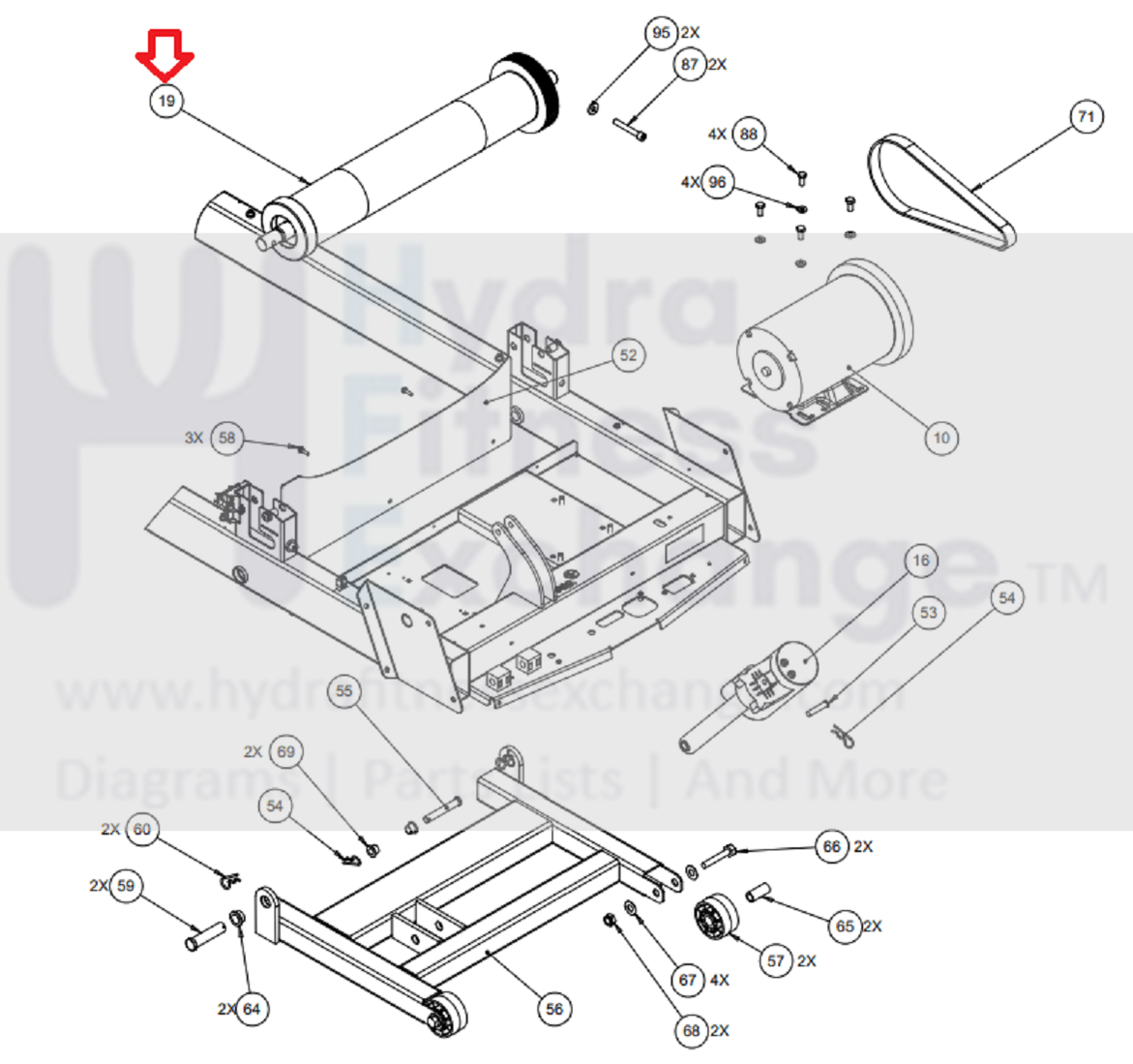 Precor Treadmill Front Drive Roller with Pulley 44214-104 ...