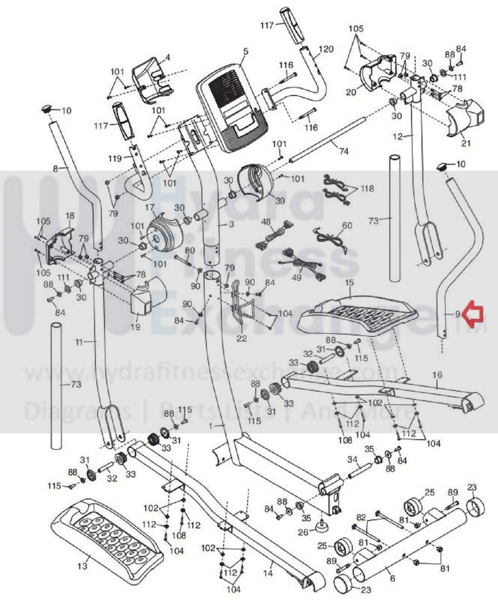 Proform 490 LE 500 LE Smart Strider Elliptical Right Upper Body Arm 29 ...