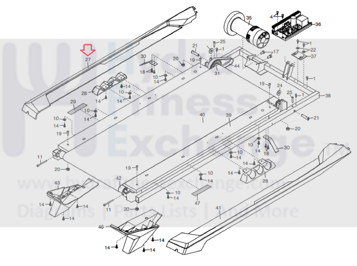 Proform Crosswalk 395 397 Treadmill Left Foot Straddle Rail MFR-315052 ...