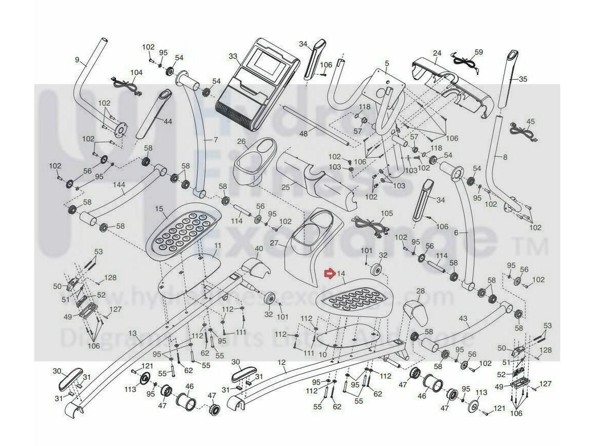 Proform HealthRider H95e 890 E Elliptical Right Foot Pedal Pad 287118 ...