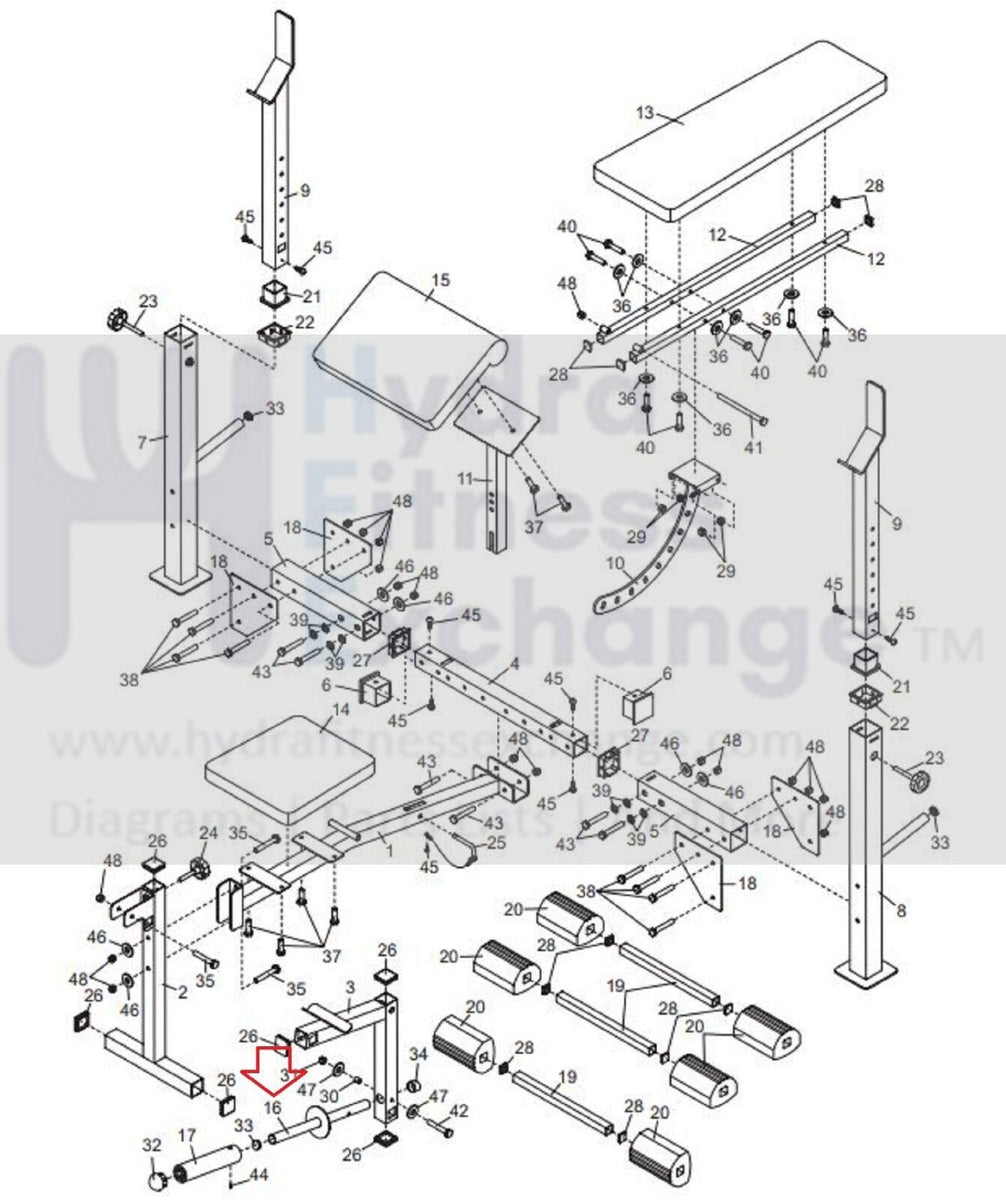 Weider PRO 235 PRO 240 PRO 260 Bench Weight Stack Selector Tube 199685 ...